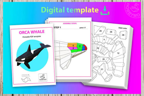 Orca Whale, 3D Papercraft template - HOBBYMO