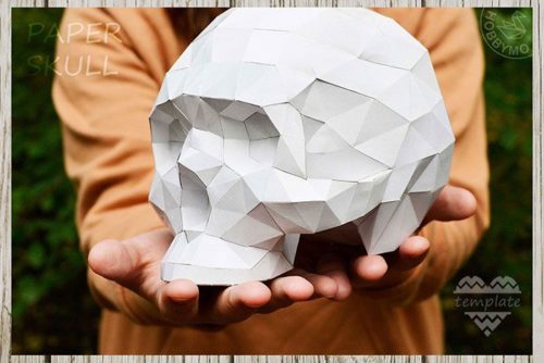 Polygonal Skull, 3D Papercraft template (2 sizes) - HOBBYMO