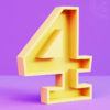 Fillable Number Four, height 60cm, Papercraft template - HOBBYMO