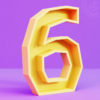 Fillable Number Six, height 60cm, Papercraft template - HOBBYMO