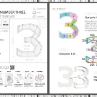 Fillable Number Six, height 60cm, Papercraft template - HOBBYMO