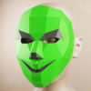 Low Poly Green Mask with Grin, 3D papercraft template - HOBBYMO